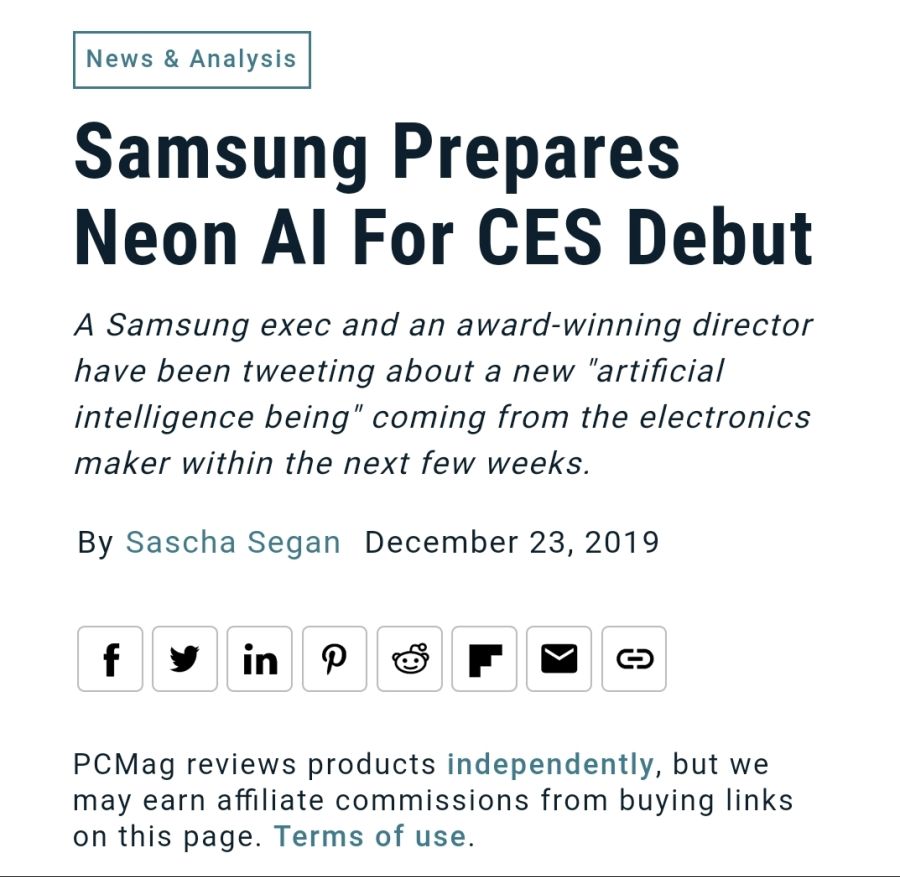 삼성 차세대 인공지능 프로젝트 NEON CES에서 발표