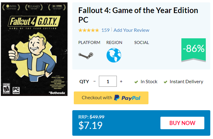 [cdkeys] Fallout 4 GOTY / $7.19 | 유저 예판 핫딜 뽐뿌 게시판