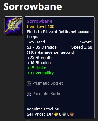 Build 34972 계정 귀속 무기 추가 - Sorrowbane. | 월드 오브 워크래프트: 용군단