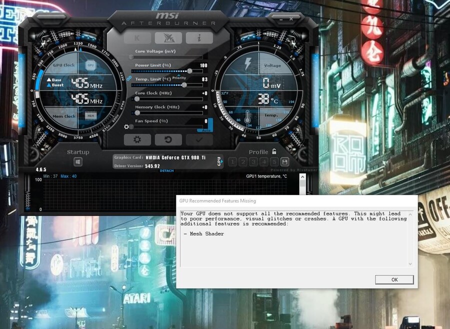 AlanWake 2는 구형GPU에서 실행하는것을 차단하지않습니다