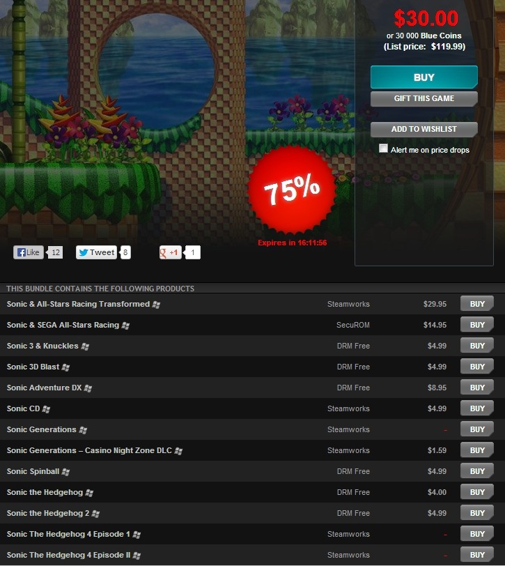 게이머즈게이트 소닉컬렉션 Deal of the Day | PC 게임 정보