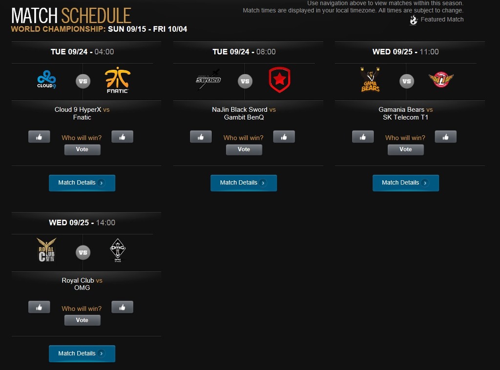 [LOL] 롤드컵 8강 경기 일정이 변경되었습니다. | PC 게임 정보 | RULIWEB