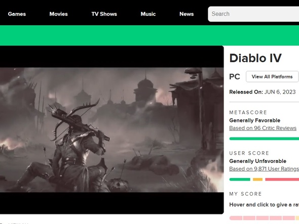 메타크리틱 | 디아블로 4 | RULIWEB