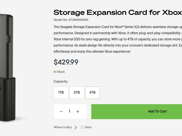 Seagate XBOX 스토리지 확장 카드 4TB 출시